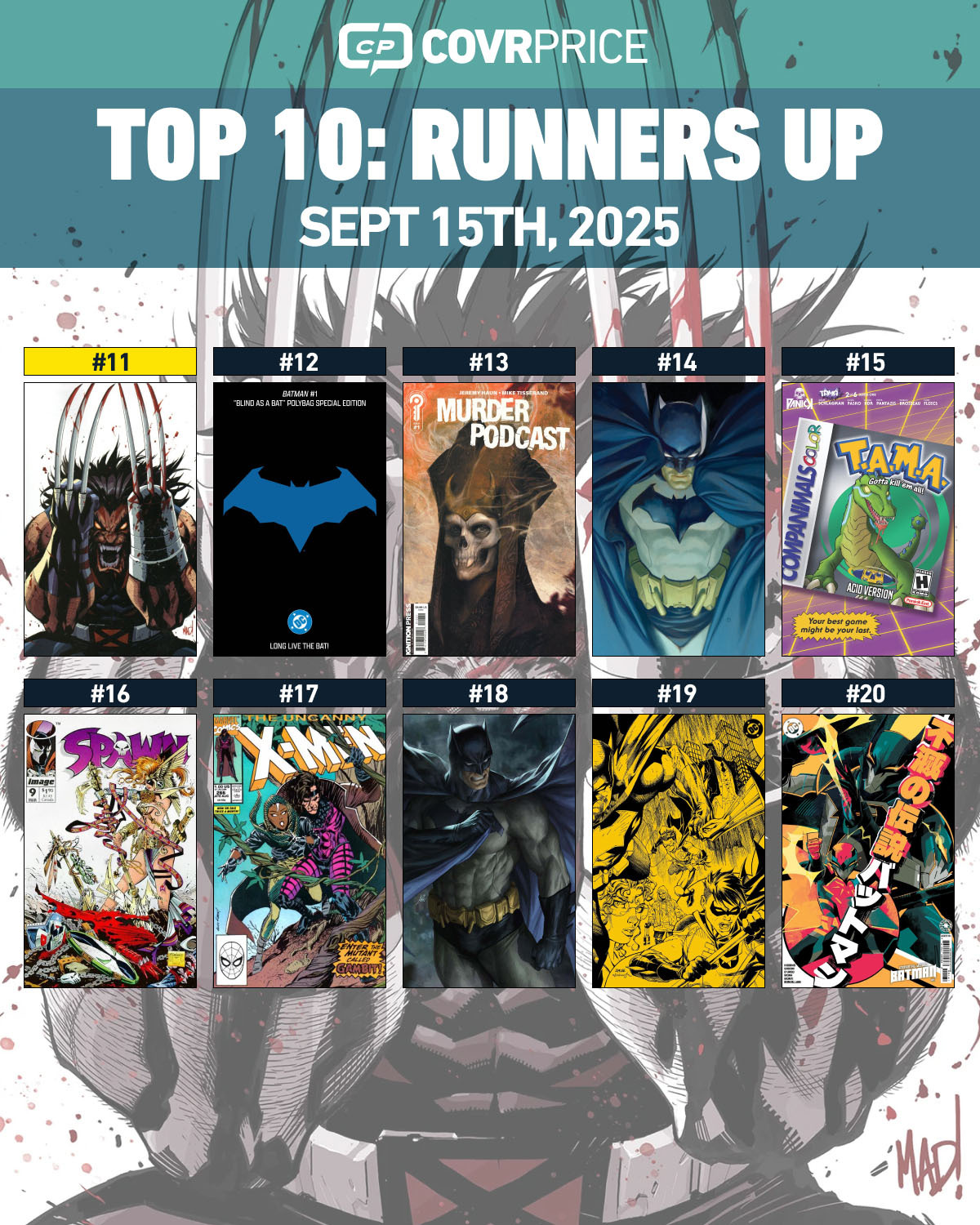 Covrprice.com Top Ten Runners-Up for Week Ending 9/19/25 – COMICSHEATINGUP